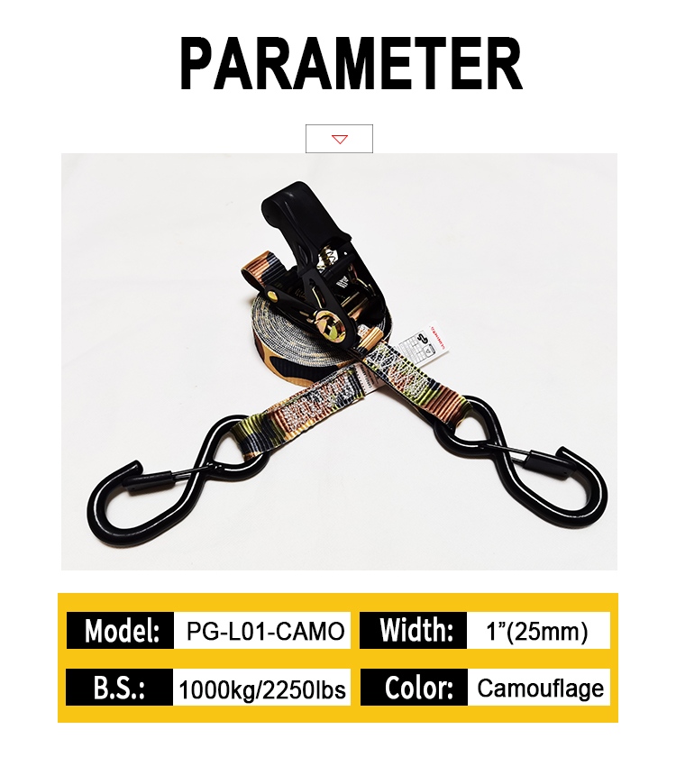 Ratchet Tie-Down Camouflage Cargo Lashing Strap Restraints Ratchet ...