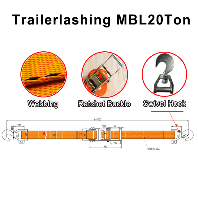 OEM Web Lashing for RO-RO Ships Heavy-duty Trailer Lashing 20T Truck ...